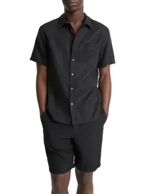 Vince Linen Short-sleeve Shirt - Black