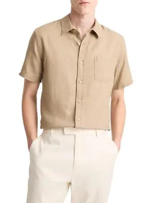Vince Linen Short-sleeve Shirt - Teak