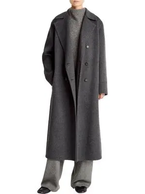 Vince Wool-blend Double-breasted Long Coat - Charcoal