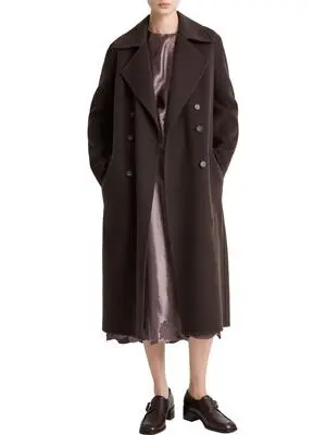 Vince Wool-blend Double-breasted Long Coat - Deep Espresso