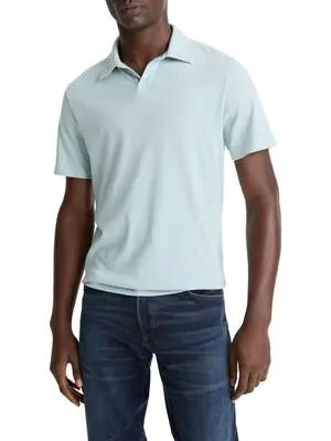 Vince Men's Cotton Johnny-collar Polo Shirt Dark Cascade