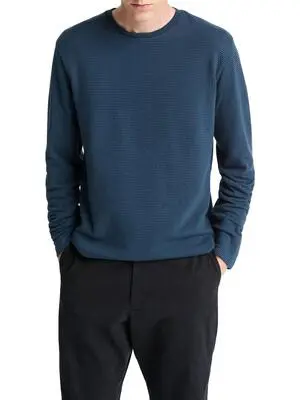 Vince Striped Double-knit Pima Cotton Long-sleeve T-shirt - Clear Lake/rapids