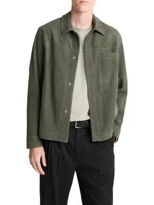 Vince Nubuck Leather Trucker Jacket - Sycamore