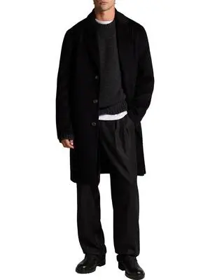 Vince Vince Splittable Wool-Cashmere Single-Breasted Topcoat Black