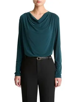 Vince Vince Matte Jersey Cowl Neck Top Juniper