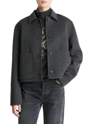Vince Cropped Wool & Cashmere-blend Jacket - Charcoal