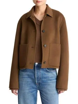 Vince Cropped Wool & Cashmere-blend Jacket - Hazelnut