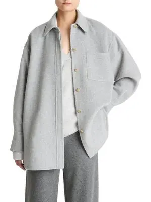 Vince Double-face Wool & Cashmere Blend Shirt Jacket - Heather Grey