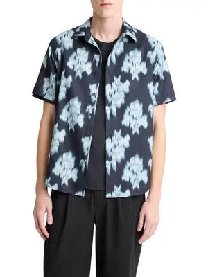 Vince Blurred Roses Cotton-blend Short-sleeve Button-front Shirt - Studio Combo