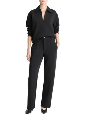 Vince Cotton Blend Straight Leg Trousers - Black