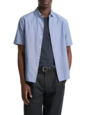 Vince Cotton Short-sleeve Button-front Shirt - Indigo