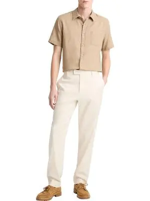Vince Vince Owen Athletic Linen-Cotton Extended-Tab Pant Bone