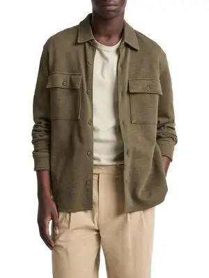 Vince Double-slub Cotton-blend Shirt Jacket - Moss