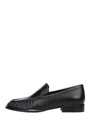 Vince Nora Leather Loafers With Ruched Detailing - Black