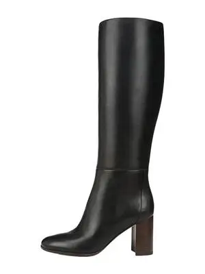 Vince Elora Leather Knee High Block Heel Boots - Black