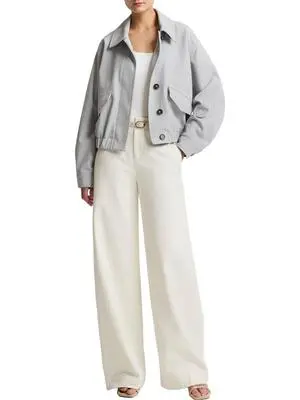 Vince Italian Cotton Utility Double-waist Wide-leg Pant - Bone