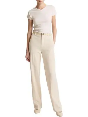 Vince Vince Elsa High-Rise Crepe Straight-Leg Trouser Ecru