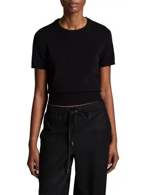 Vince Wool & Cashmere-blend Short-sleeve Sweater - Black