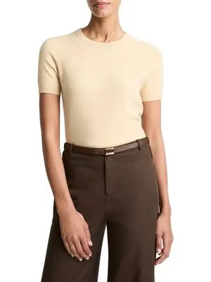 Vince Wool & Cashmere-blend Short-sleeve Sweater - Chamomile