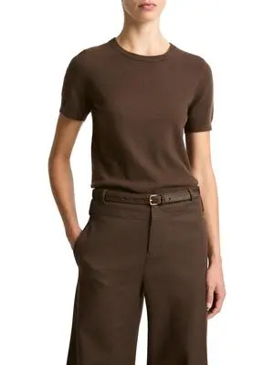 Vince Wool & Cashmere-blend Short-sleeve Sweater - Dark Bark