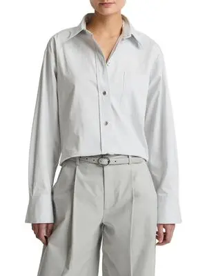 Vince Cropped Cotton Twill Shirt - Light Grey