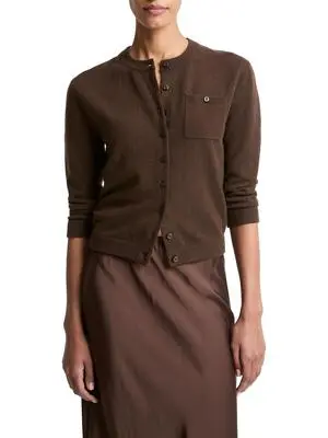 Vince Wool & Cashmere-blend Pocket Cardigan - Dark Bark