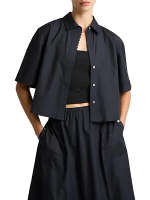Vince Scalloped Cotton Button-front Shirt - Eclipse