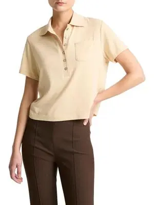 Vince Cropped Pocket Polo Shirt - Chamomile