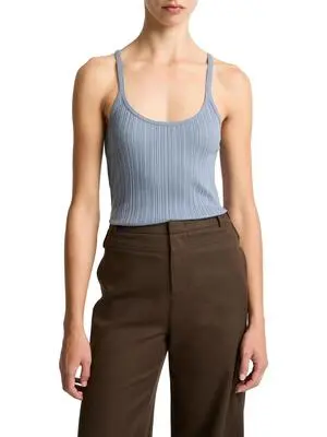 Vince Ribbed Cotton-blend Tank Top - Azul