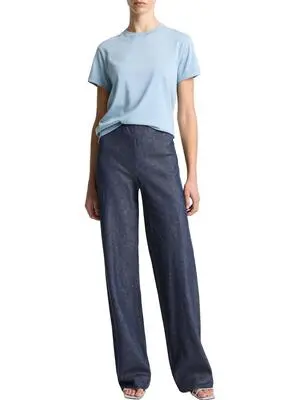 Vince Colette High-rise Cotton-linen Chambray Wide-leg Pant - Indigo