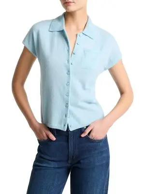 Vince Cashmere-silk Short-sleeve Polo Sweater - Clearwater