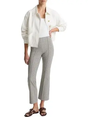 Vince Gingham Cropped Flare Pants - Tapenade Gingham