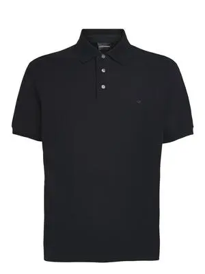 Emporio Armani Cotton Logo Polo Shirt - Black