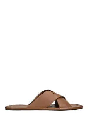 THE ROW Malick Crossover Leather Sandals - Beige