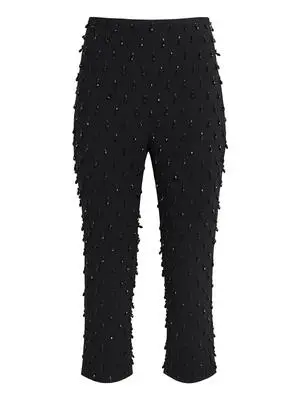 Carolina Herrera Stretch-wool Embellished Cropped Trousers - Black