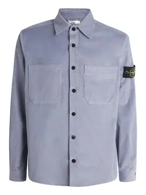 Stone Island Cotton Corduroy Shirt Jacket With Compass Patch - Blue