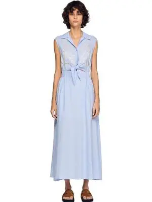 Tory Burch Embroidered Linen Dress In Natural Ivory - 58% Off | Editorialist