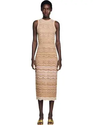 Sandro Decorative Ombré Knit Maxi Dress - Brown