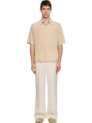 Sandro Pleated Shirt With Shark Collar - Sand