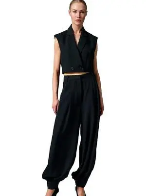 Day Birger Et Mikkelsen Marnie Cropped Gabardine Waistcoat - Black