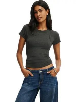 COTTON ON Double Layer Short Sleeve T-shirt - Charcoal Marle