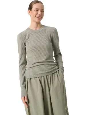 SOAKED IN LUXURY Slim Fit Crew Neck Pullover With Striped Hole Pattern - Shadow