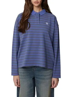 GOOD FOR NOTHING Good For Nothing Long Sleeve Striped Polo Blue