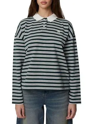 GOOD FOR NOTHING Good For Nothing Long Sleeve Striped Polo Green