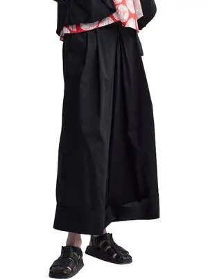 LUUKAA Misla Solid Wide-leg Poplin Pants - Black
