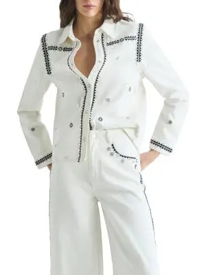 SCALPERS Scalpers Denim Print Shirt With Stud Embellishments