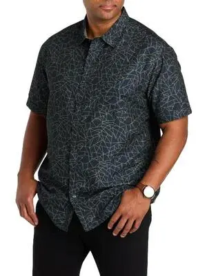 SYNRGY BY DXL Big & Tall Microfiber Abstract Lines Sport Shirt - Black