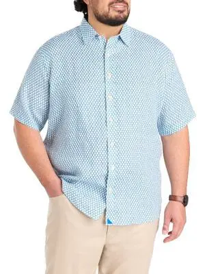 UNTUCKIT FIT BY DXL Big & Tall Redcroft Linen Sport Shirt - Blue