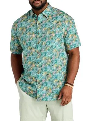 OAK HILL BY DXL Big & Tall Palm Leaf Sport Shirt - Multi