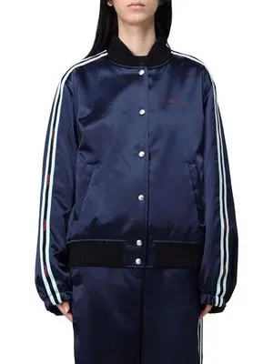 Off-White Satin Bomber Jacket - Blue